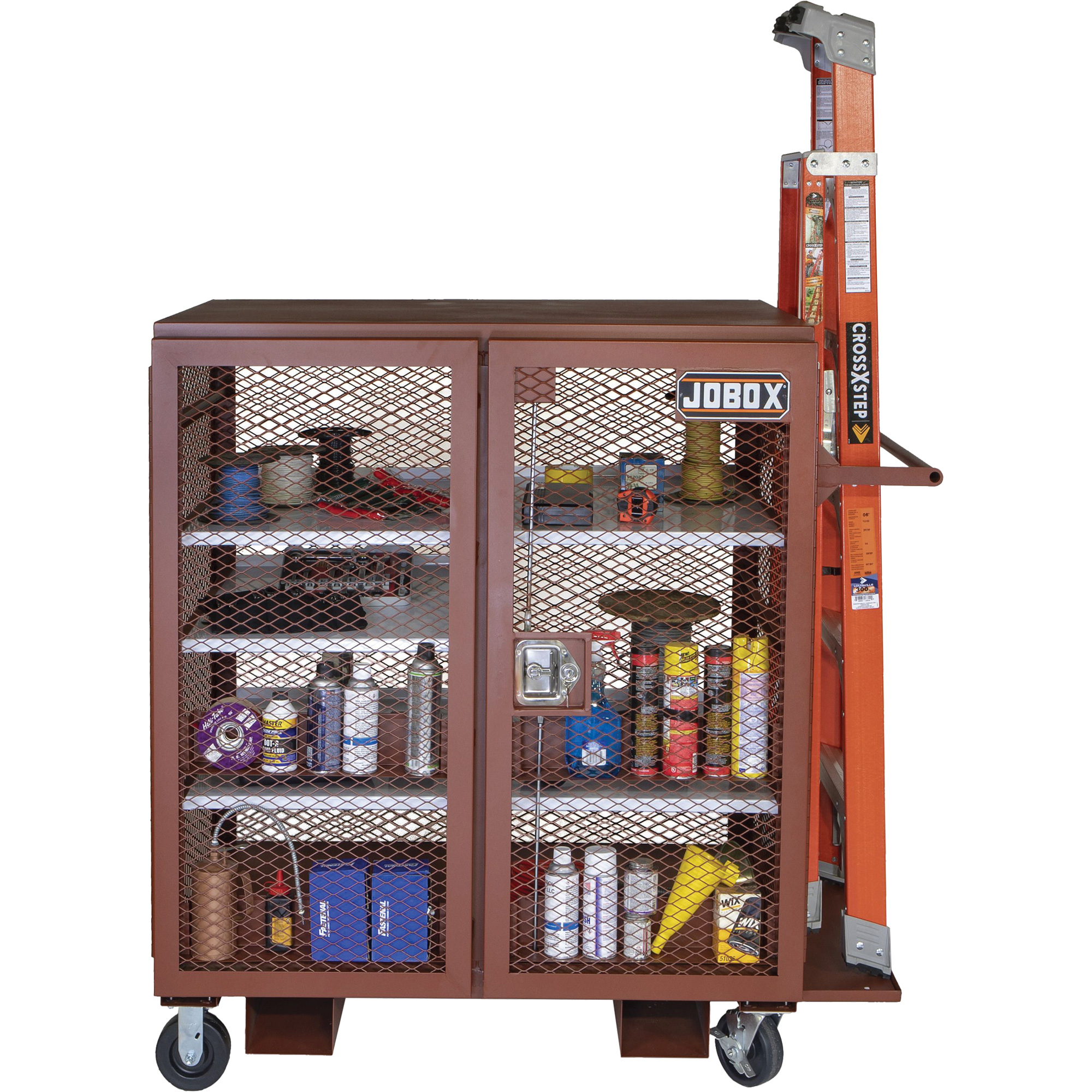 Jobox By Crescent Mobile Mesh Cabinet, Steel, 37 Cubic Feet, Red TEQ806 ...