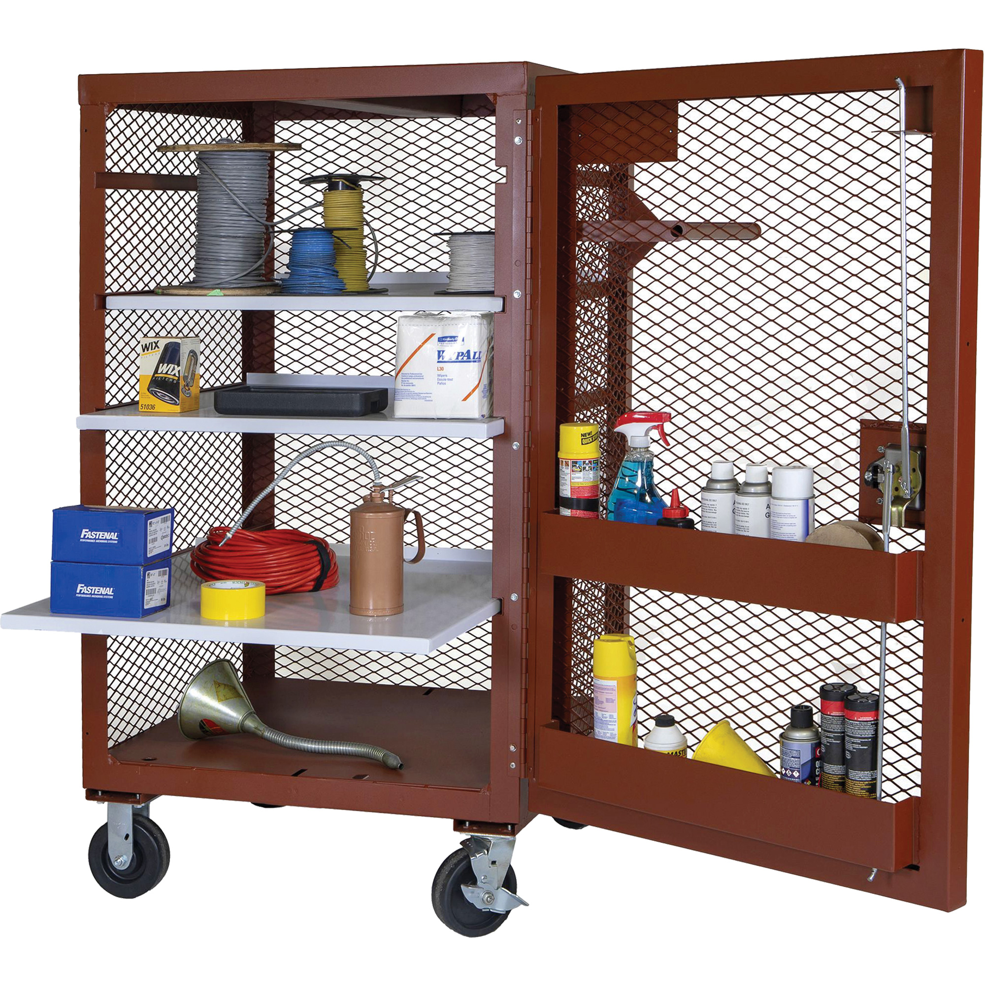 Jobox By Crescent Mobile Mesh Cabinet, Steel, 22 Cubic Feet, Red | Cam ...