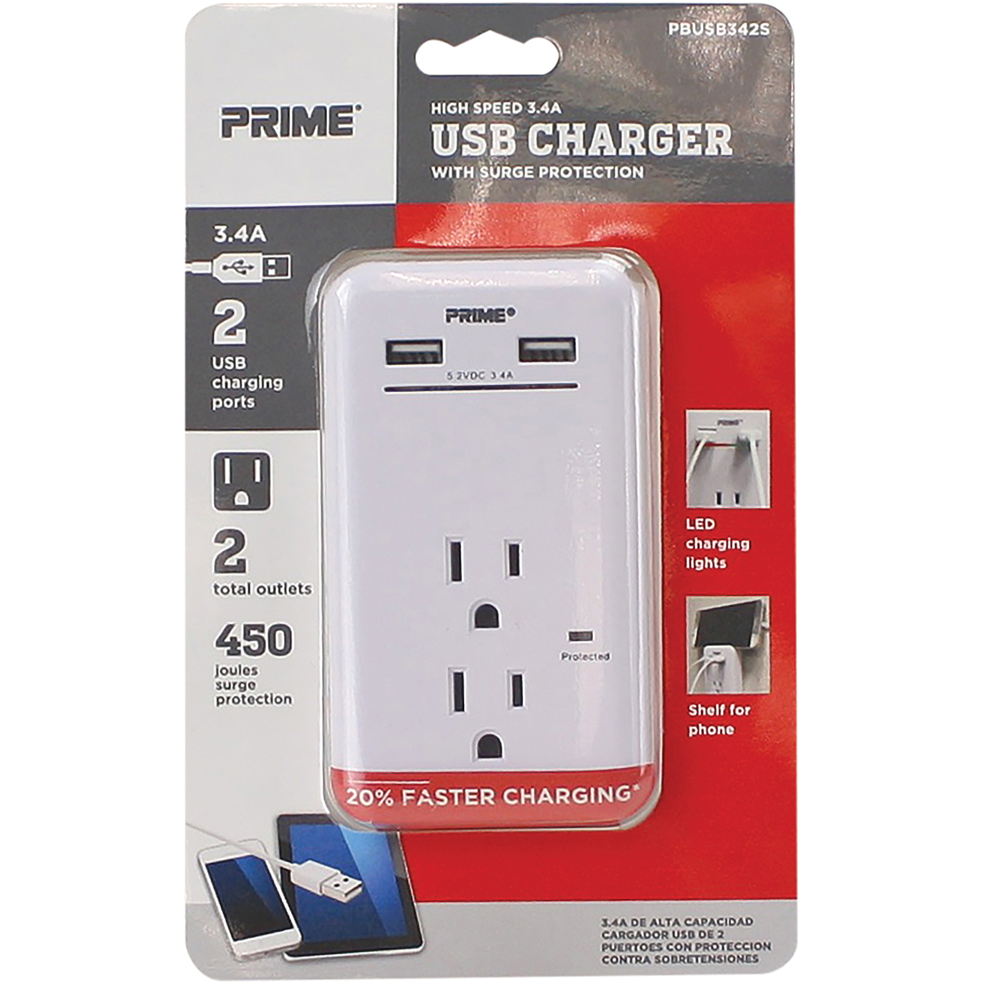 Prime Prime® USB Charger with Surge Protector XG783 | Cam Industrial